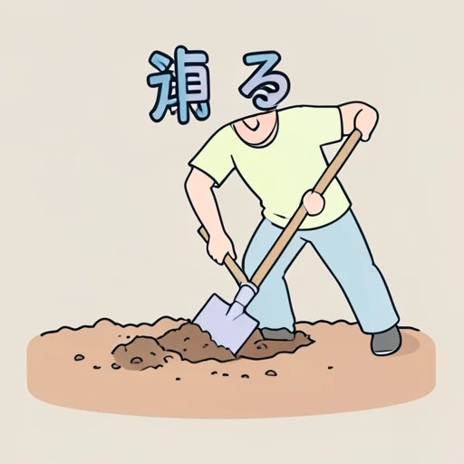 掘る horu (cavar, escavar) - Dicionário de Japonês